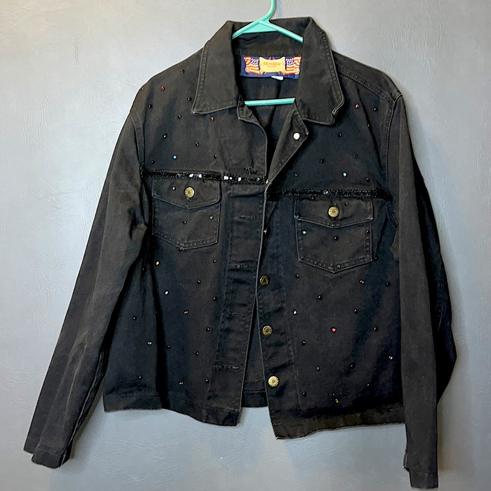 Monique Black Jeweled Jacket - Multi Colored Gems - Gem